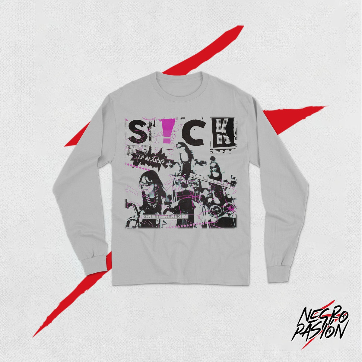 T-shirt Oficial - The Warning - SICK Manga Larga – negropasion